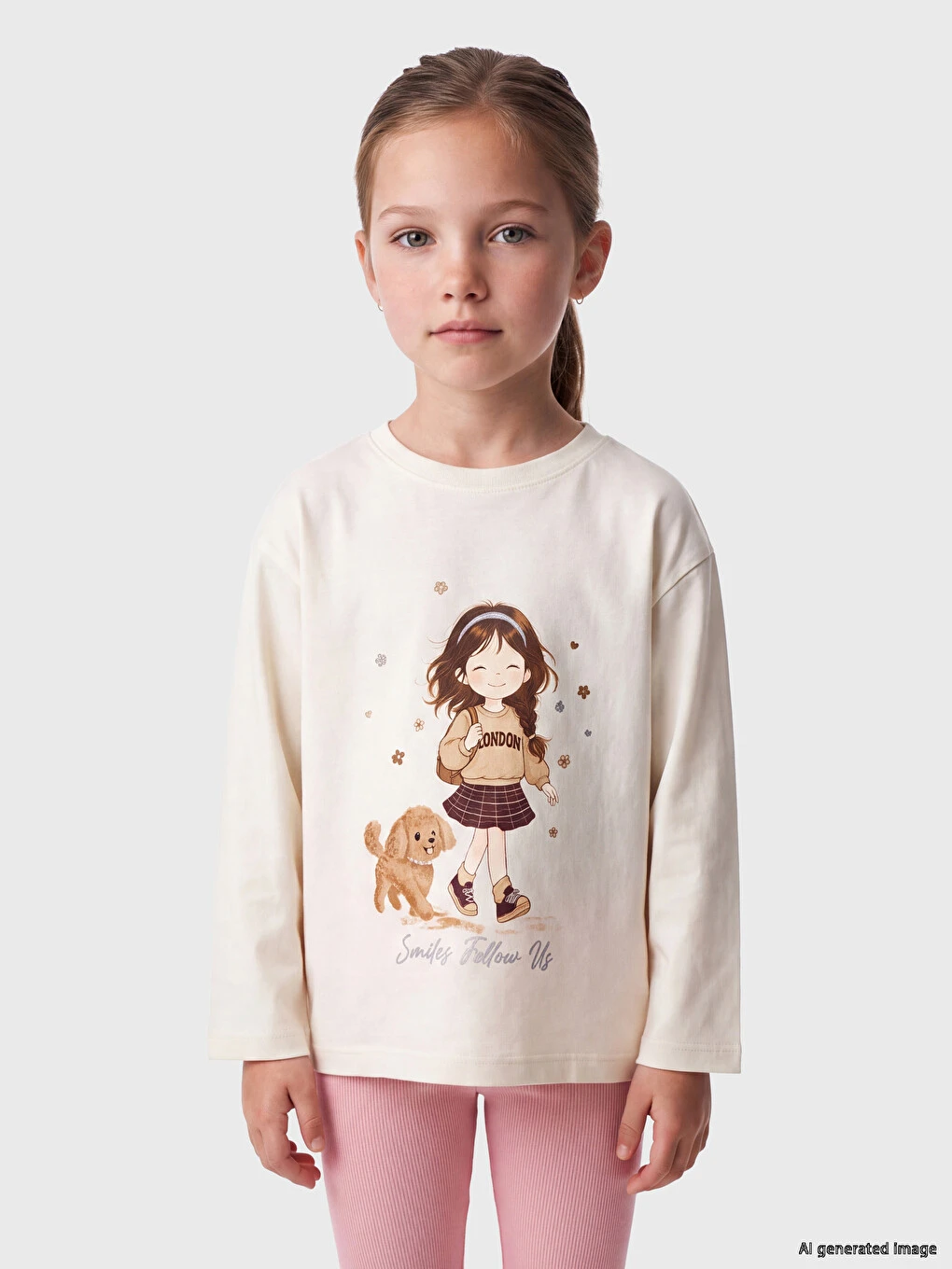 LCW Kids Majica Sa Okruglim Izrezom Sa Štampom Za Devojčice
