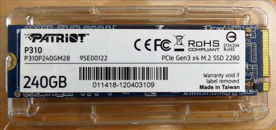 Patriot P310 240GB M.2 NVMe, Radio 4 mes 100/100