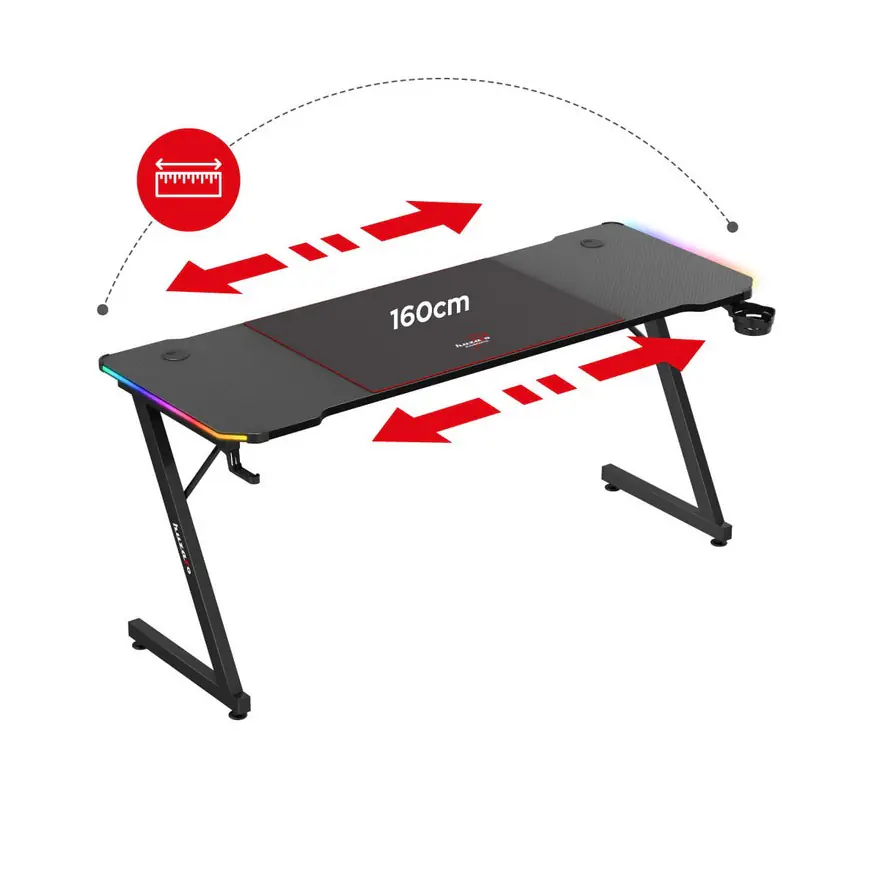 Huzaro Hero 4.8 Crni RGB Gaming sto 160x60cm