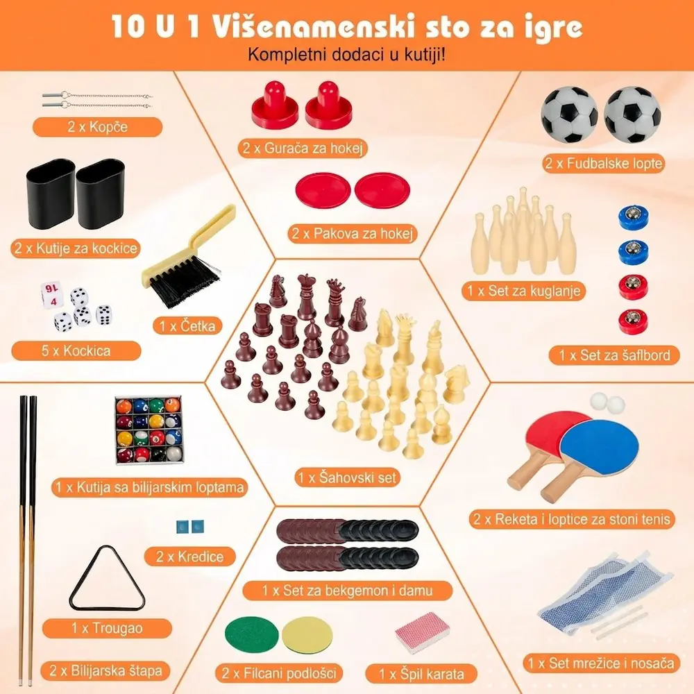 Sportivo 10u1 multifunkcionalni sto za igre