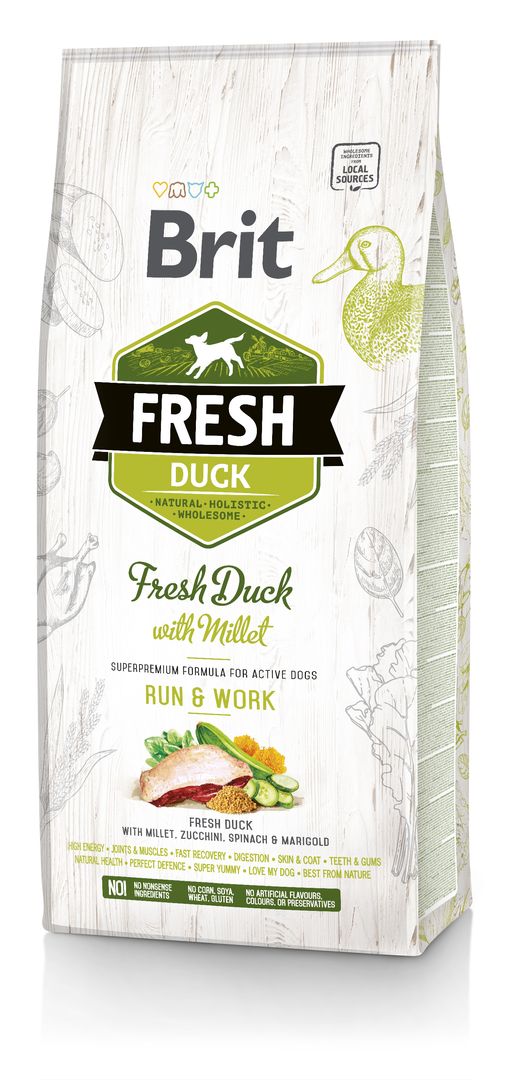 BT 12kg Brit Fresh Dog Duck with Millet Active Run & Work