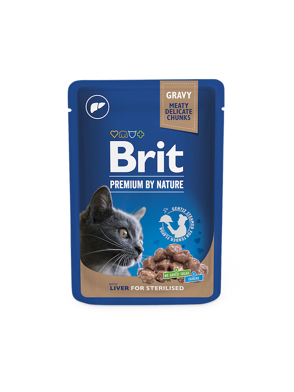 BT 100gr Brit premium cat pouches Liver for Sterilized