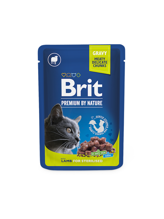 BT 100gr Brit premium cat pouches Lamb for Sterilized