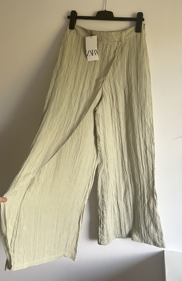 ZARA pantalone, preklop u struku, široke nogavice