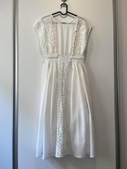 ASOS bela haljina sa vezom i pom pom detaljima