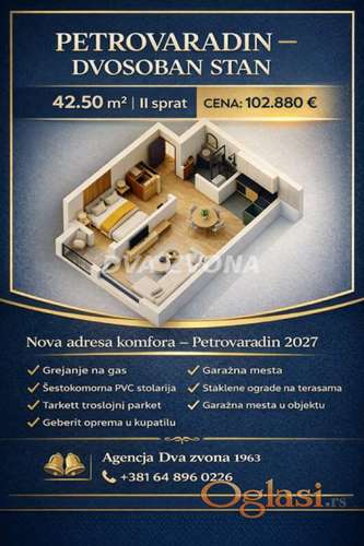 Dvosoban stan 42.50 m2- Petrovaradin 2027