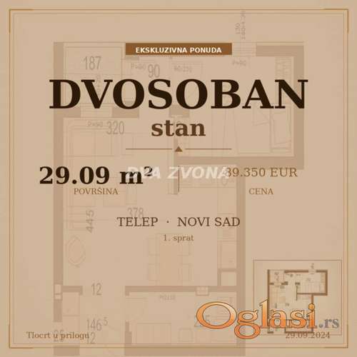 DVOSOBAN STAN – TELEP – 29.9 m²