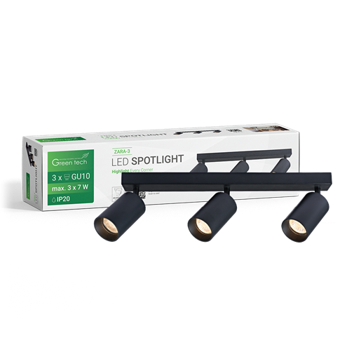 GREEN TECH LED SPOT SVETILJKA GU10 X3 CRNA
