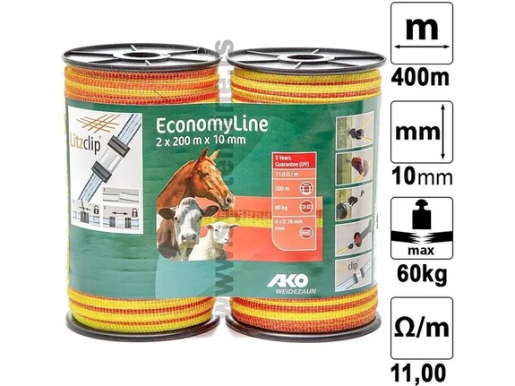 Kerbl Traka za električnog pastira žuto-narandžasta 10mm 2x200m Economyline