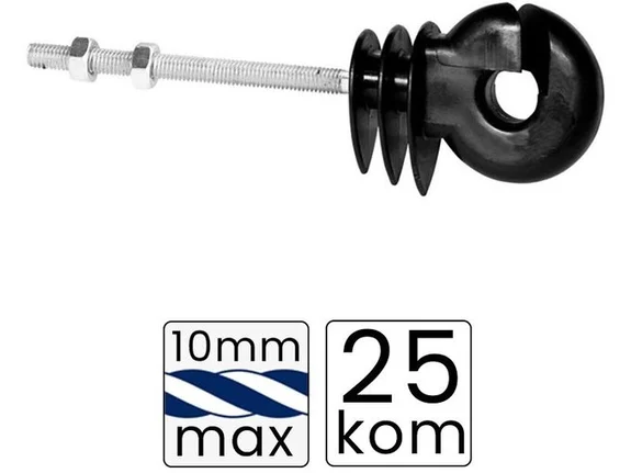 Kerbl Izolator za elektricnog pastira sa M6 navojem i maticama 80 mm 25/1