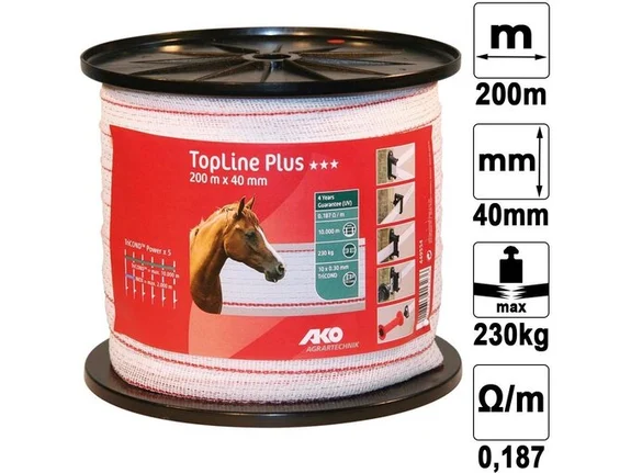 Kerbl Traka za elektricnog pastira crveno-bela 40mmx200m Topline Plus