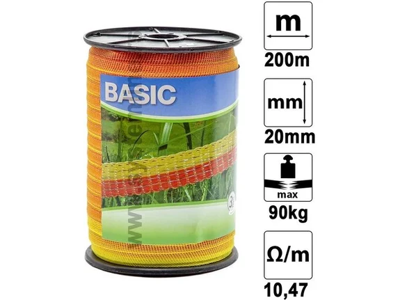 Kerbl Traka za električnog pastira žuto-narandžasta 20mmx200m Basic