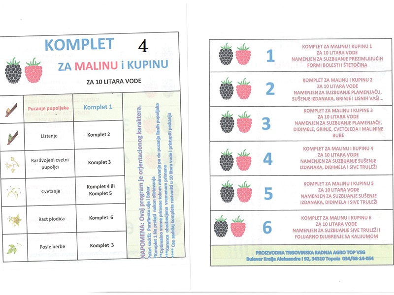 Komplet 4 za malinu i kupinu