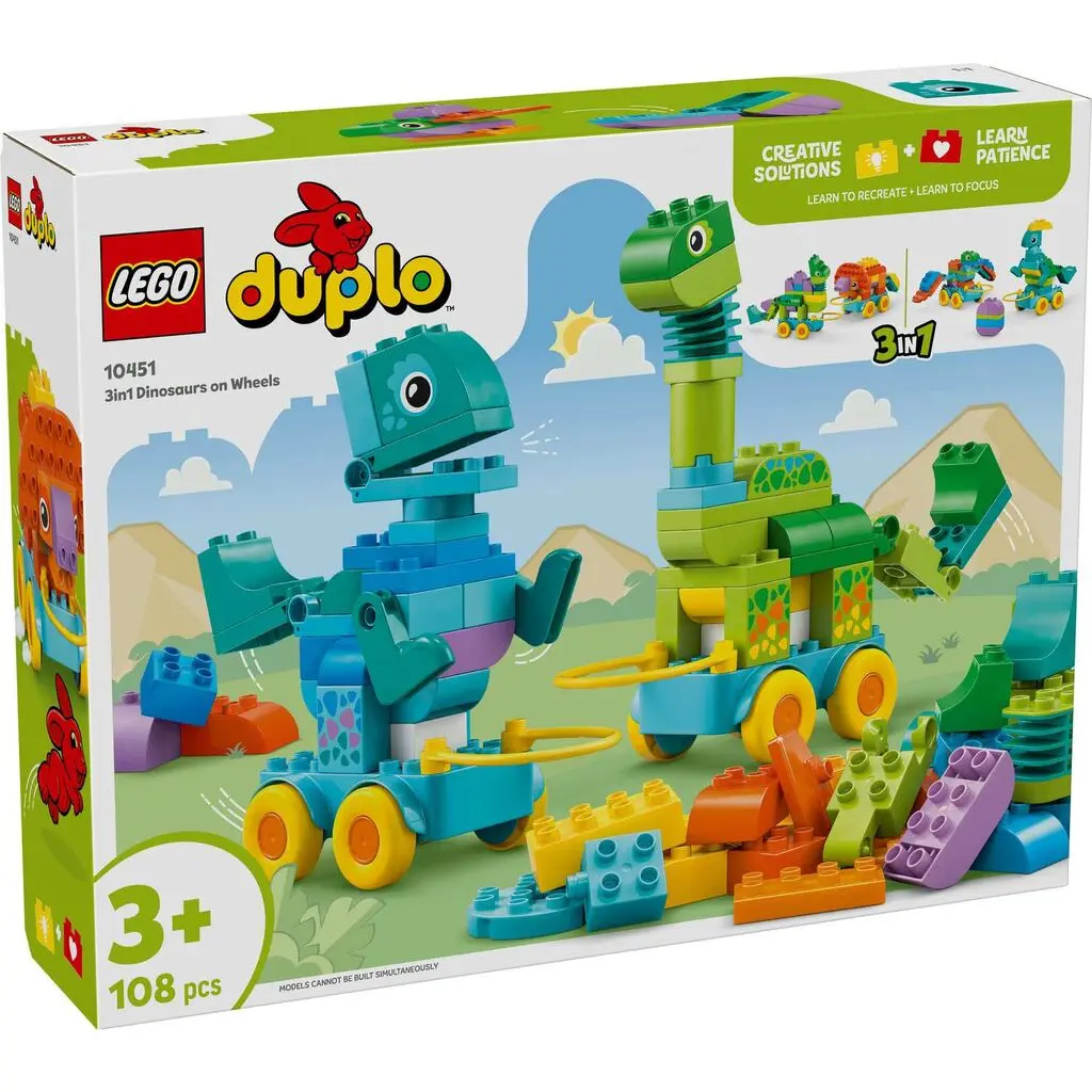 LEGO Duplo 3u1 dinosaurusi na točkovima 10451, Uzrast 3+