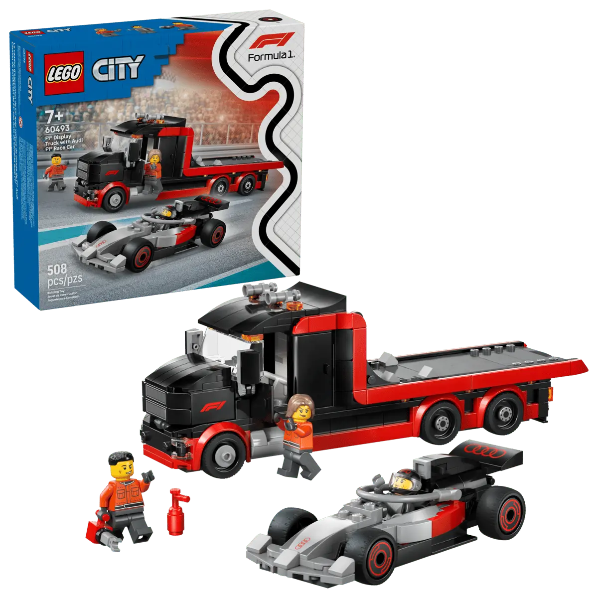 LEGO City F1 kamion za izlaganje sa audi F1 trkačkim automobilom 60493, Uzrast 7+