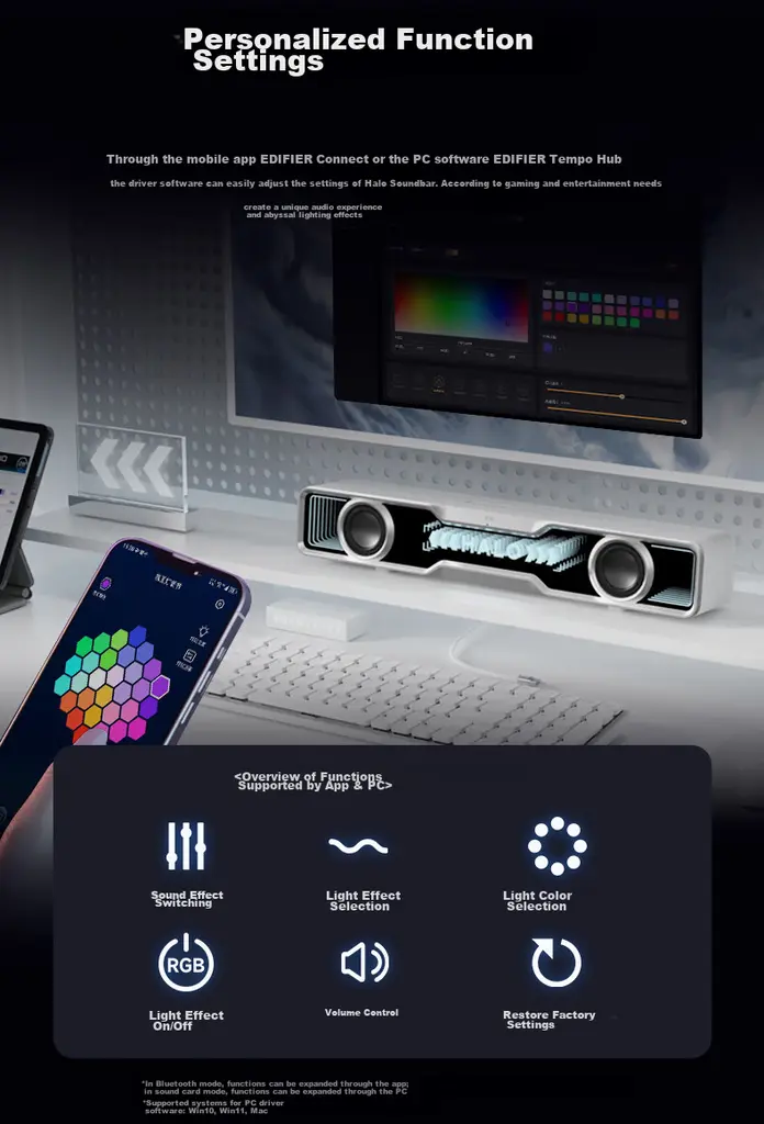 Edifier Bluetooth soundbar, RGB, Beli