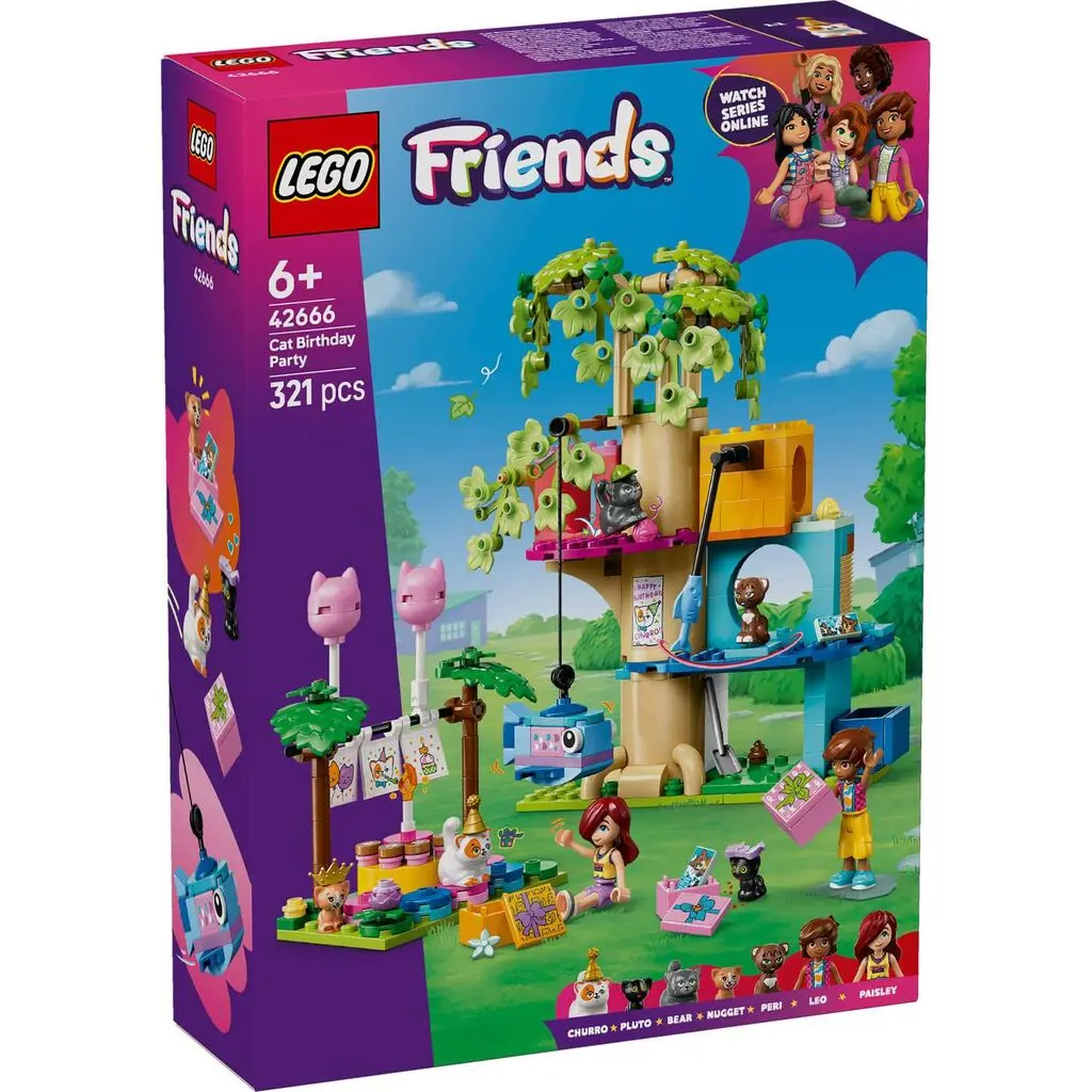 LEGO Friends Mačja rođendanska zabava i kuća na drvetu 42666, Uzrast 6+