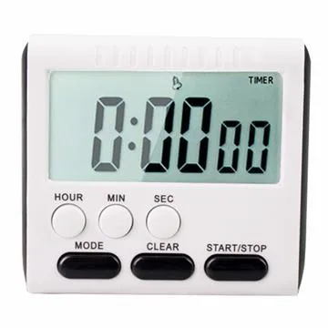 MAGNETIC LARGE LCD DIGITAL KITCHEN TIMER - BLACK / WHITE
