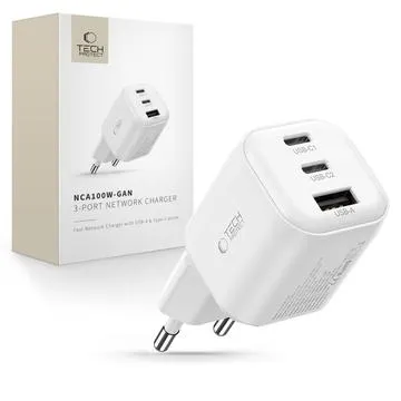 TECH-PROTECT NCA100W-GAN 3-PORT 100W WALL CHARGER - WHITE