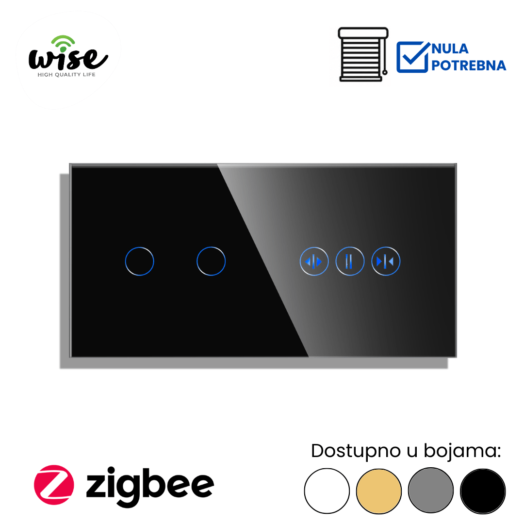 Wise Zigbee prekidač
2t + roletna,  staklo