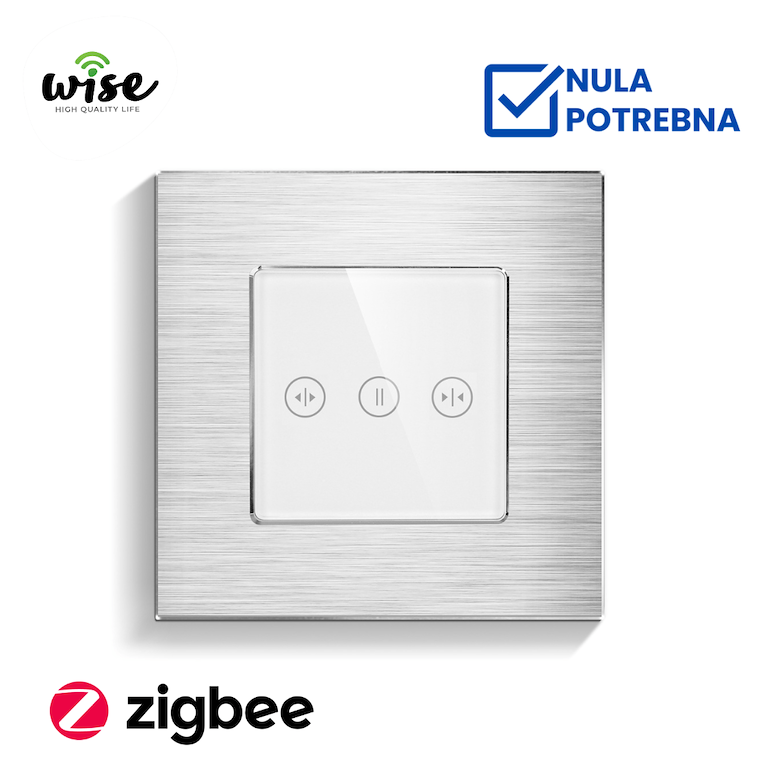 Wise pametni Zigbee prekidač za roletne,
aluminijum bela