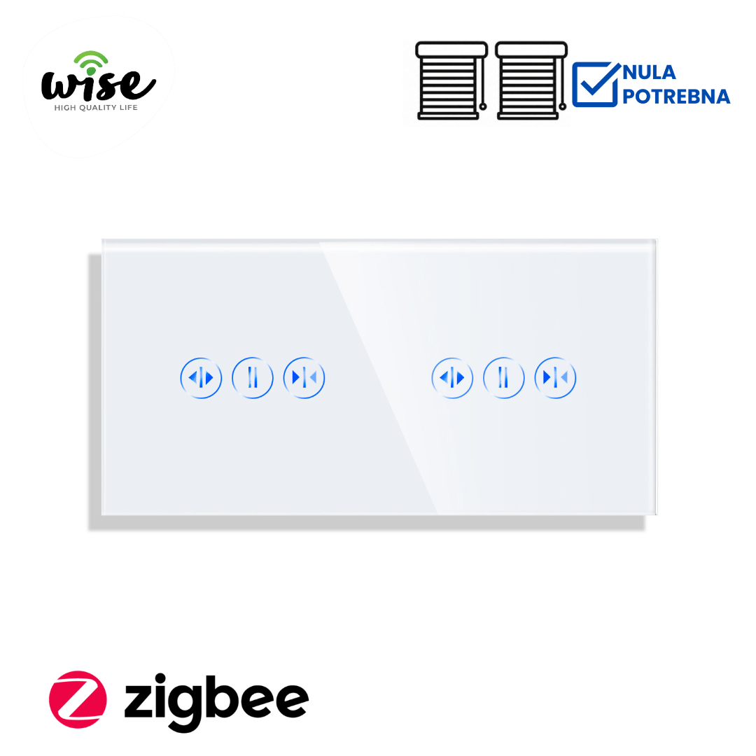 Wise pametni Zigbee prekidač
za dve roletne, staklo bela