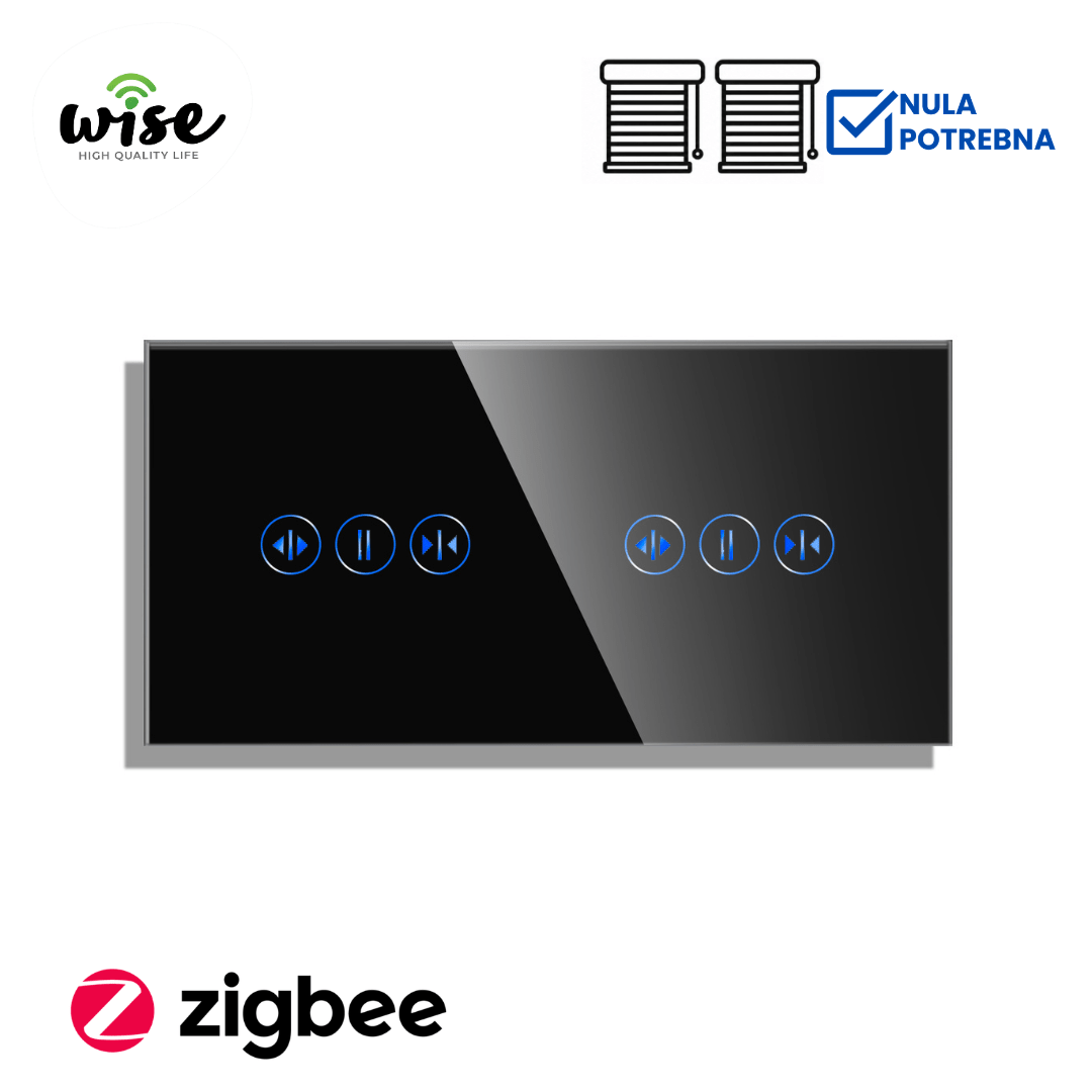 Wise pametni Zigbee prekidač
za dve roletne, staklo crna