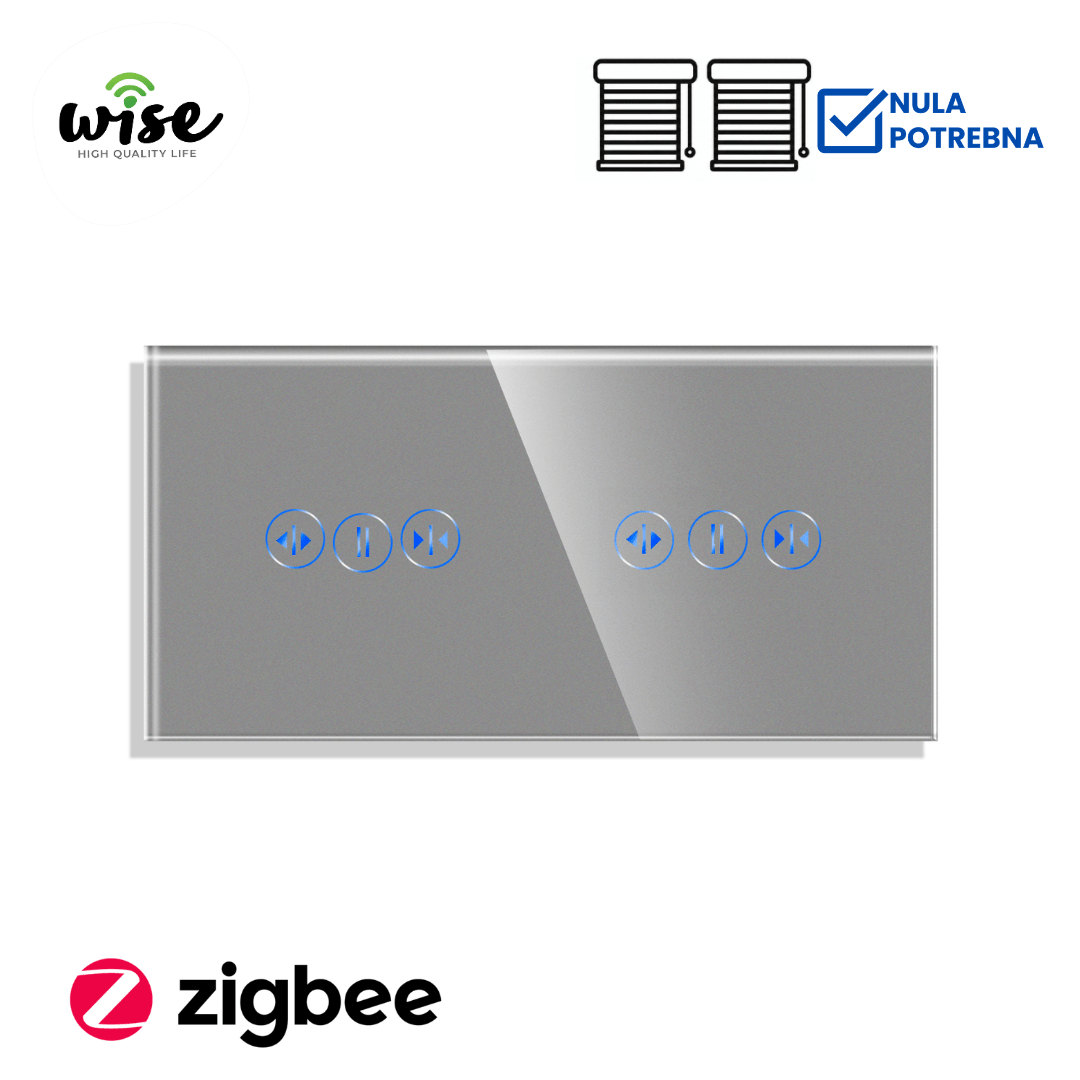 Wise pametni Zigbee prekidač
za dve roletne, staklo siva