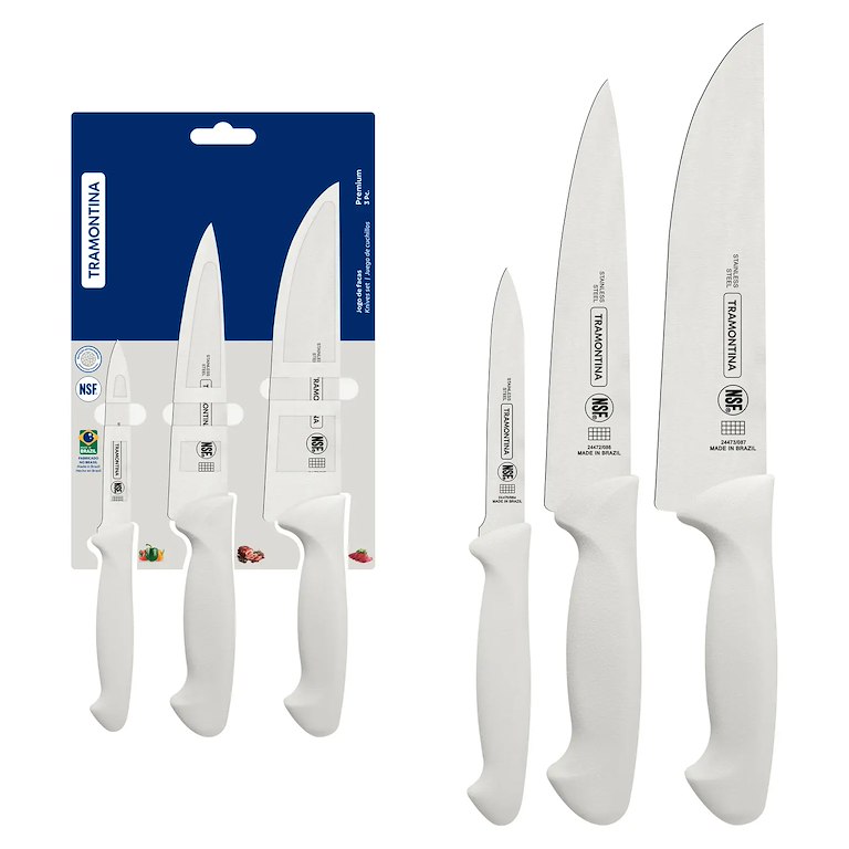 Tramontina Set noževa Premium, 3 komada, Beli