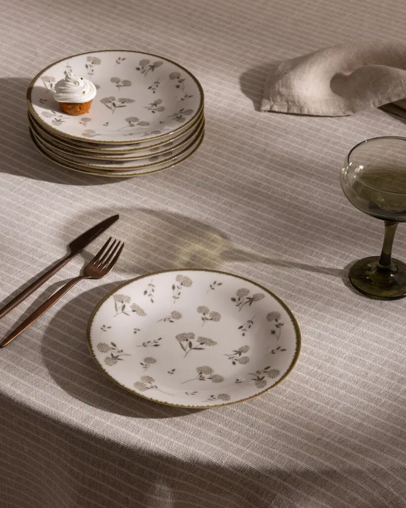 Madame Coco Set desertnih tanjira Fleur, 6 komada, 19cm, Braon-beli