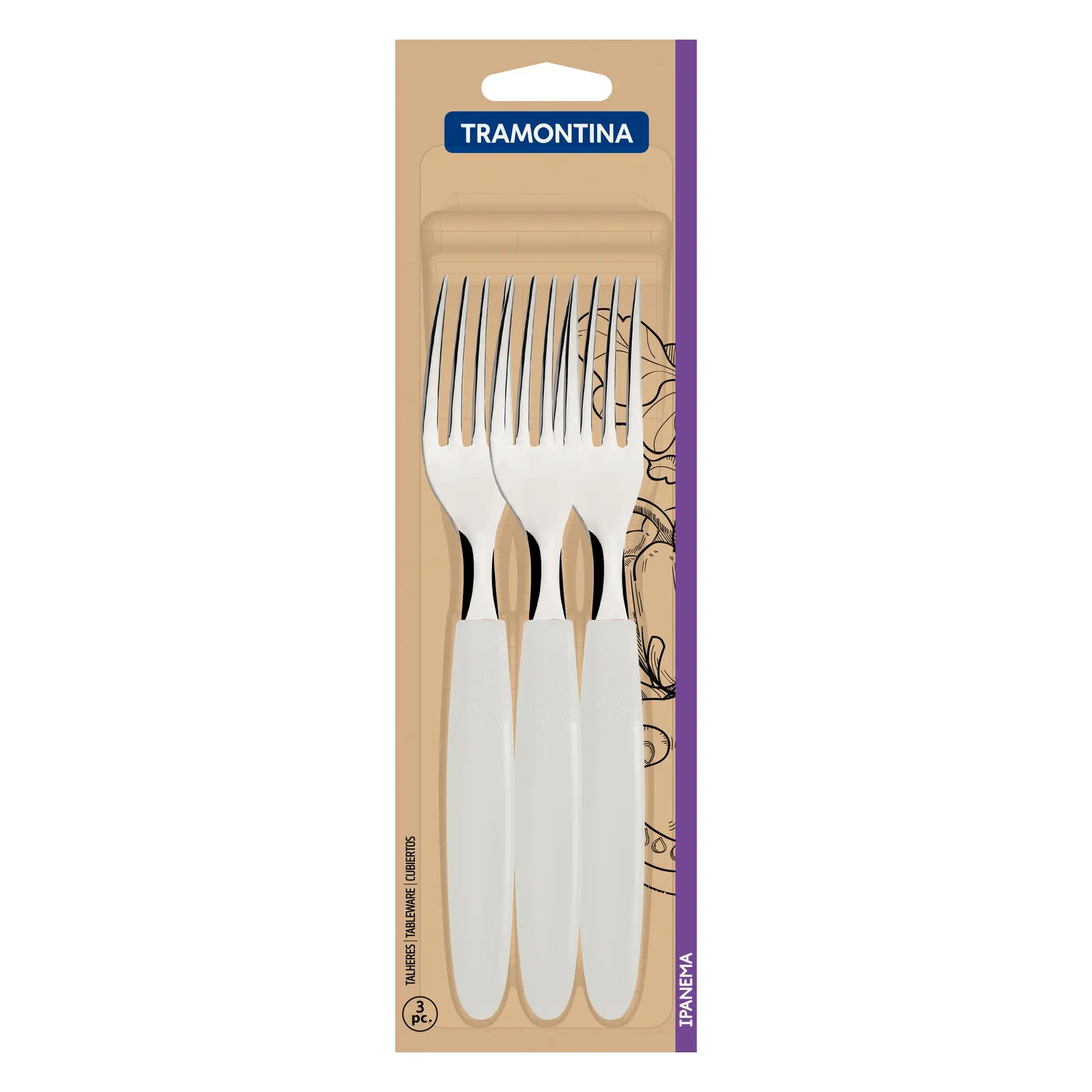 Tramontina Set viljuški Ipanema, 3 komada, Beli