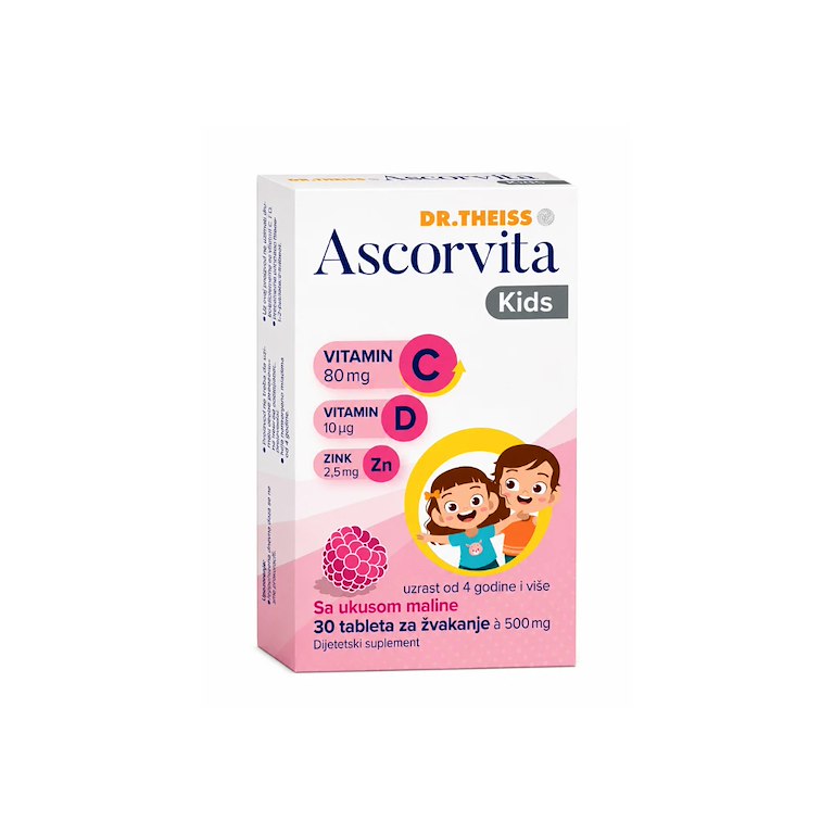 Ascorvita KIDS 30 Tableta za Žvakanje; Vitamin C, Vitamin D i Cink
