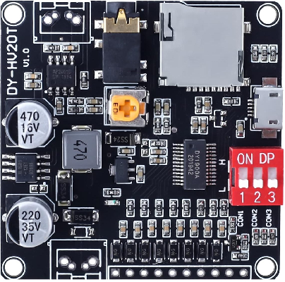 Voice/music playback module DY-HV20T, 12V/24V power supply, 10W/20W