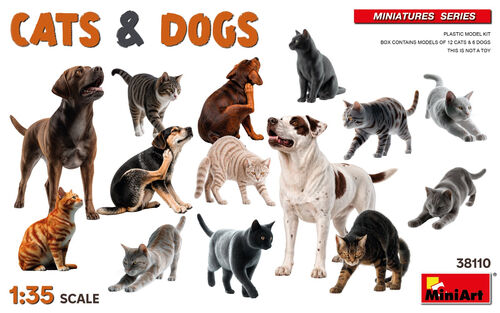 NEW! MiniArt 38110 Cats & Dogs (18 Figures)