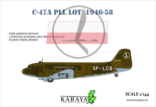 NEW! KARAYA 144-S01 Douglas C-47 A - PLL LOT (1946-1958)