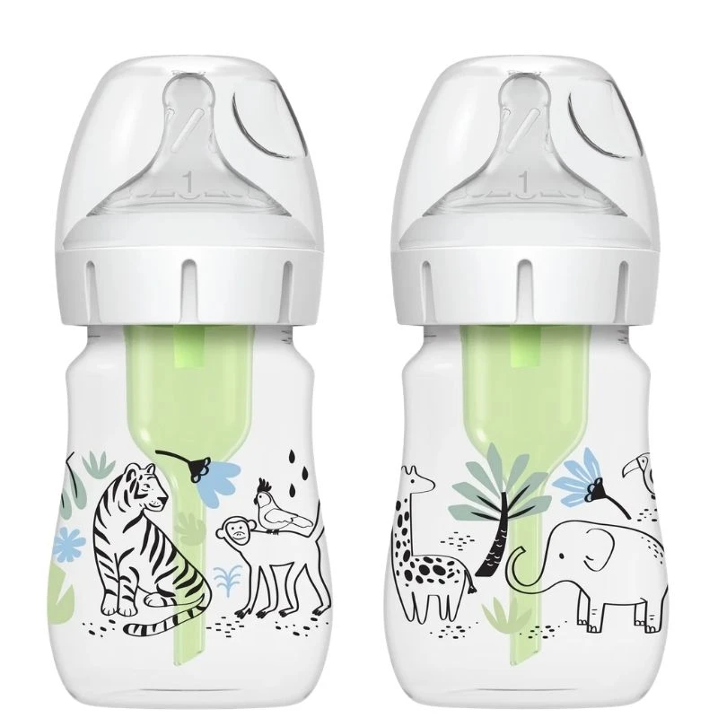 Dr Brown's set plastičnih flašica Wide Neck Jungle, 150 ml 0m+