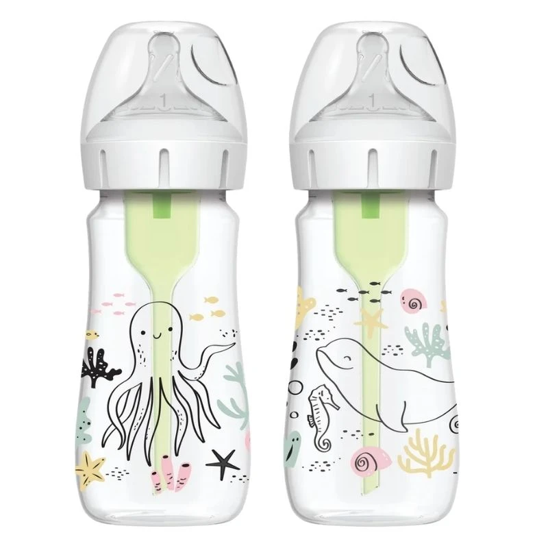 Dr Brown's set plastičnih flašica Wide Neck Ocean, 270ml 0m+
