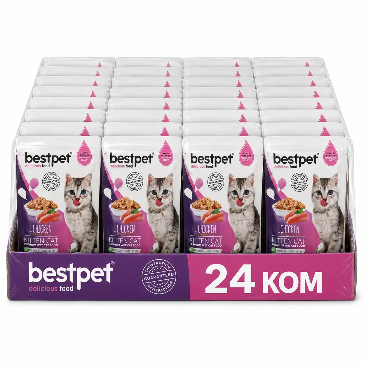 Bestpet Vlažna hrana za mačiće, Piletina, 85g, 24 komada