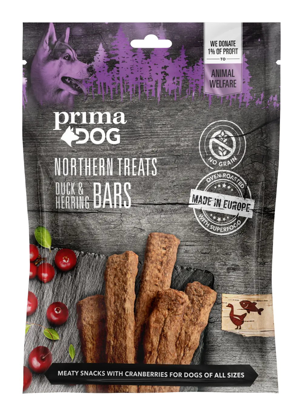 PRIMA DOG Poslastica za pse - Štapići Pačetina/Haringa NORTHERN TREATS 80g