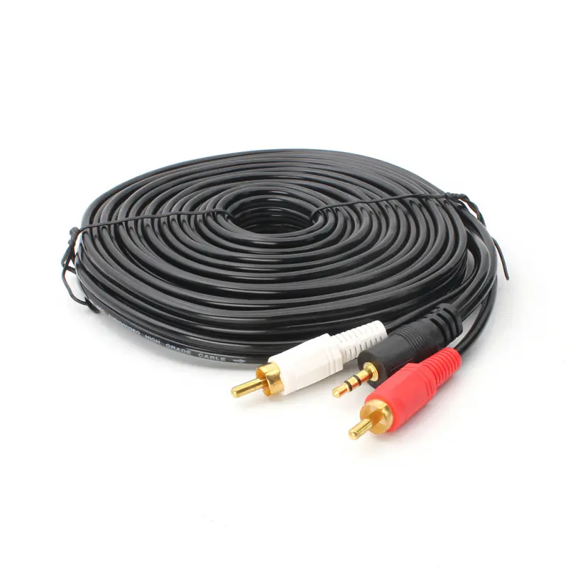 JWD-AUDIO4 Kabl 2x RCA muški ulaz na 3.5mm stereo muški ulaz, 10m, Crni