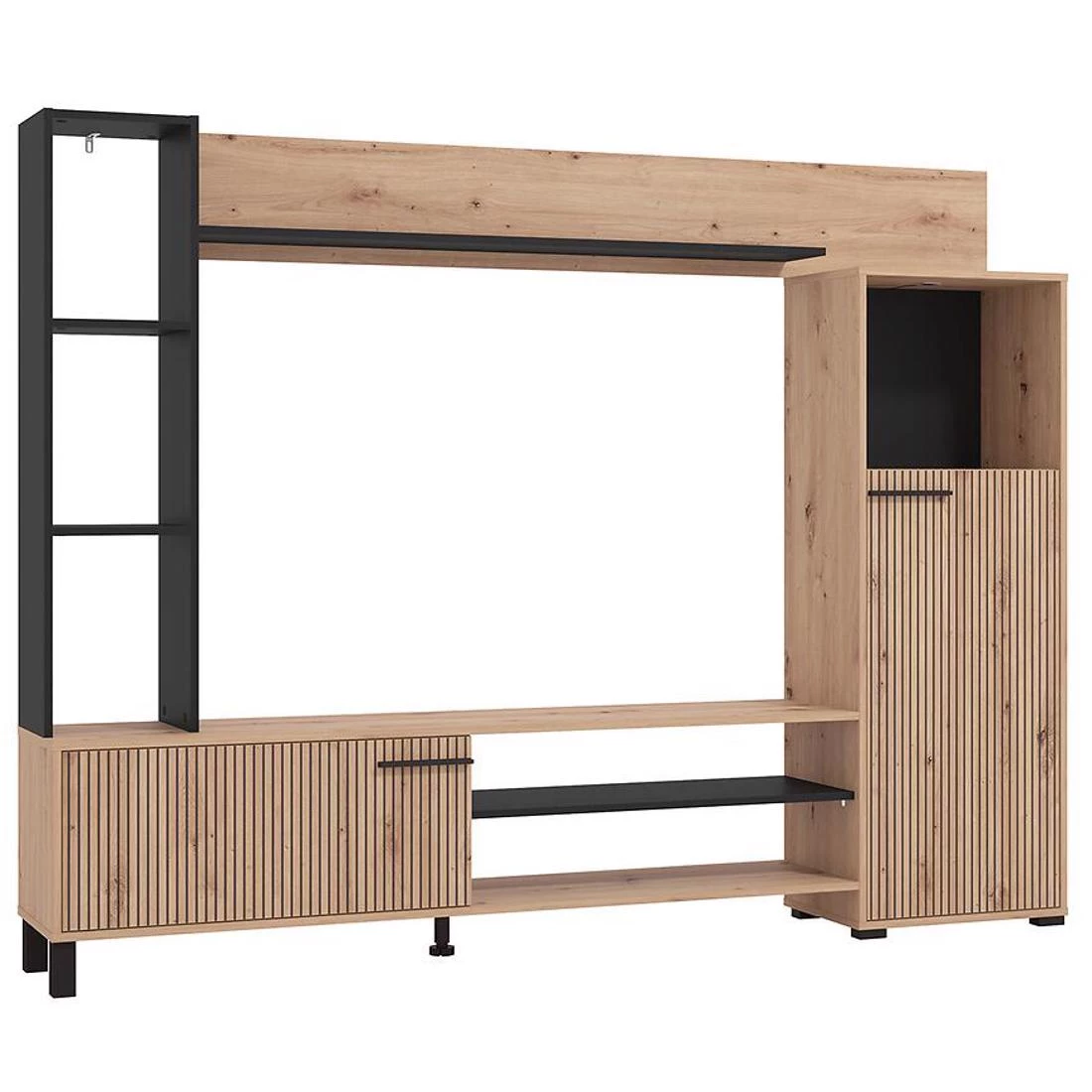 Rethymno regal 207,5x33x157,5 cm artisan/crna