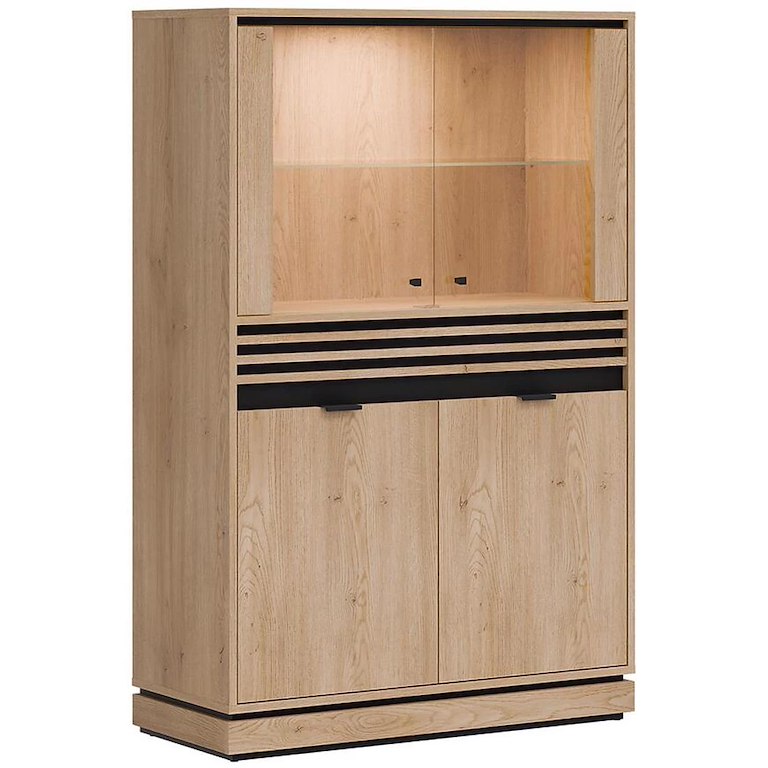 Ferro niska vitrina L/R 93x39x142 hrast