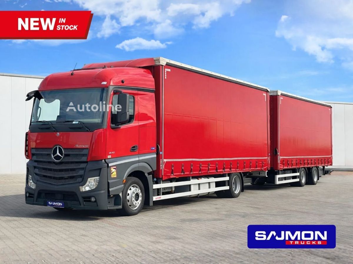 Mercedes-Benz ACTROS 1840 / ZESTAW TANDEM 120 M3 / 7,75 M + 7,75 M / SALON PL kamion sa klizna zavesa cerada + prikolica sa kliznom ceradom