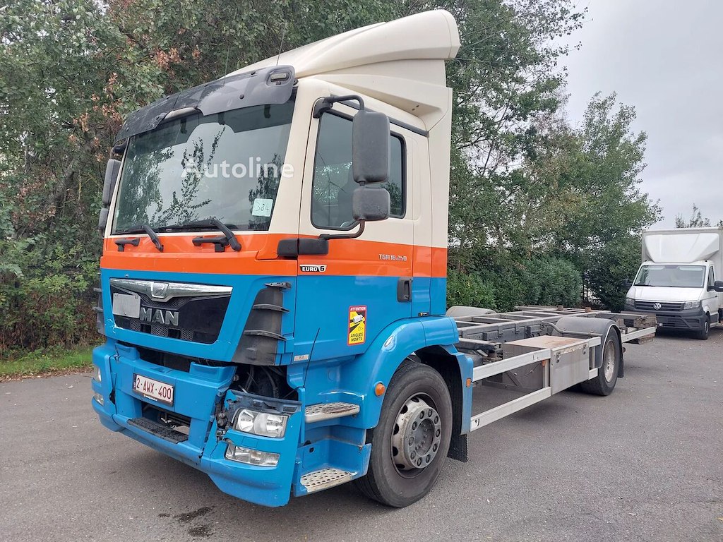 MAN TGM 18.250 4x2 LL -16.600kg- motor+gearbox good. Drives good.-LB vozilo za prevoz kontejnera nakon udesa