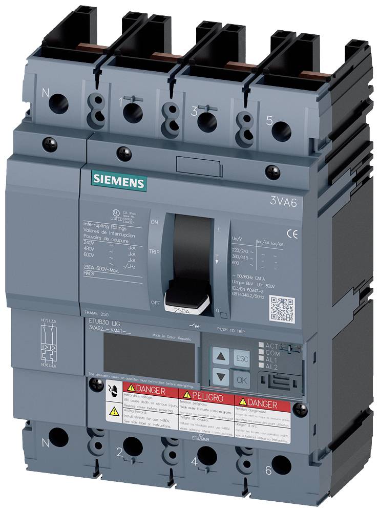 Siemens 3VA6225-6KM41-0AA0 automatski prekidač 4 pol. 250 A