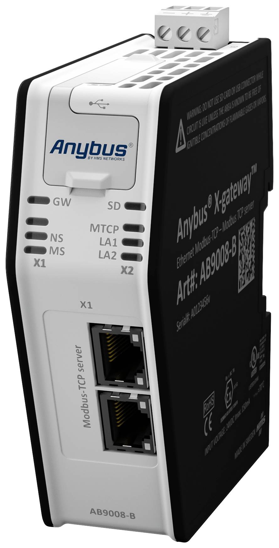 Anybus AB9008 interfejs pretvarač Gateway, Modbus-TCP, USB 24 V/DC