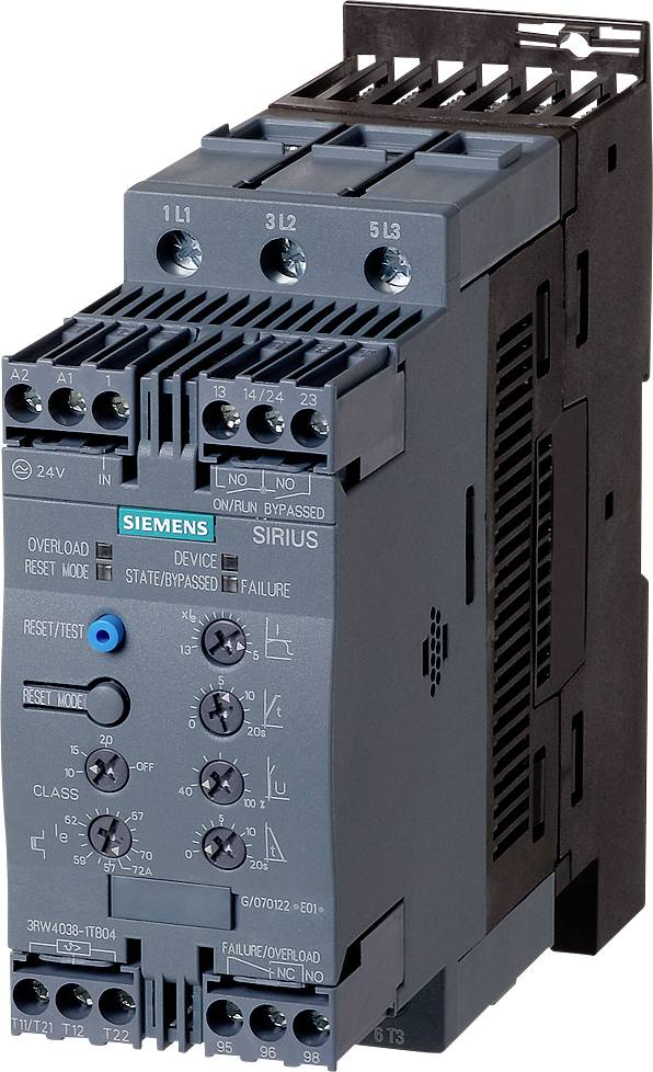 Siemens 3RW4038-1TB05 meki starter 600 V 72 A 37 kW 400 V IP00
