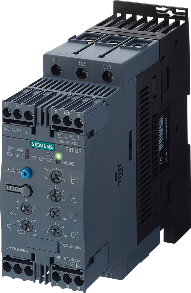 Siemens 3RW4038-1BB05 meki starter 600 V 72 A 37 kW 400 V IP00