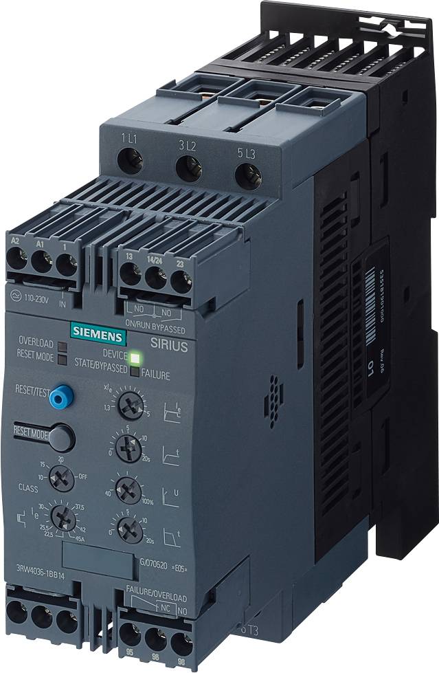 Siemens 3RW4036-1BB15 meki starter 600 V 45 A 22 kW 400 V IP00