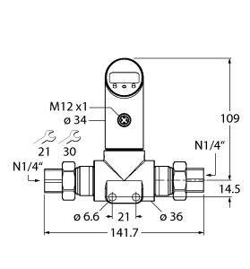 Turck PS040D-502T-2UPN8X-H1141 presostat (prekidač pritiska) 0 bar do 40 bar